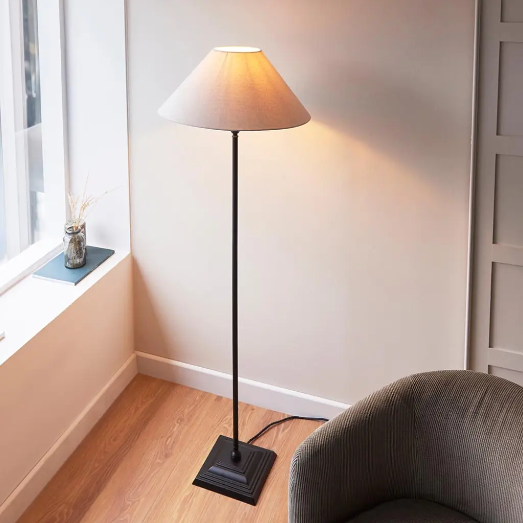 Endon Lighting 117830 Lille Matt Black Floor Lamp C/W Shade ...
