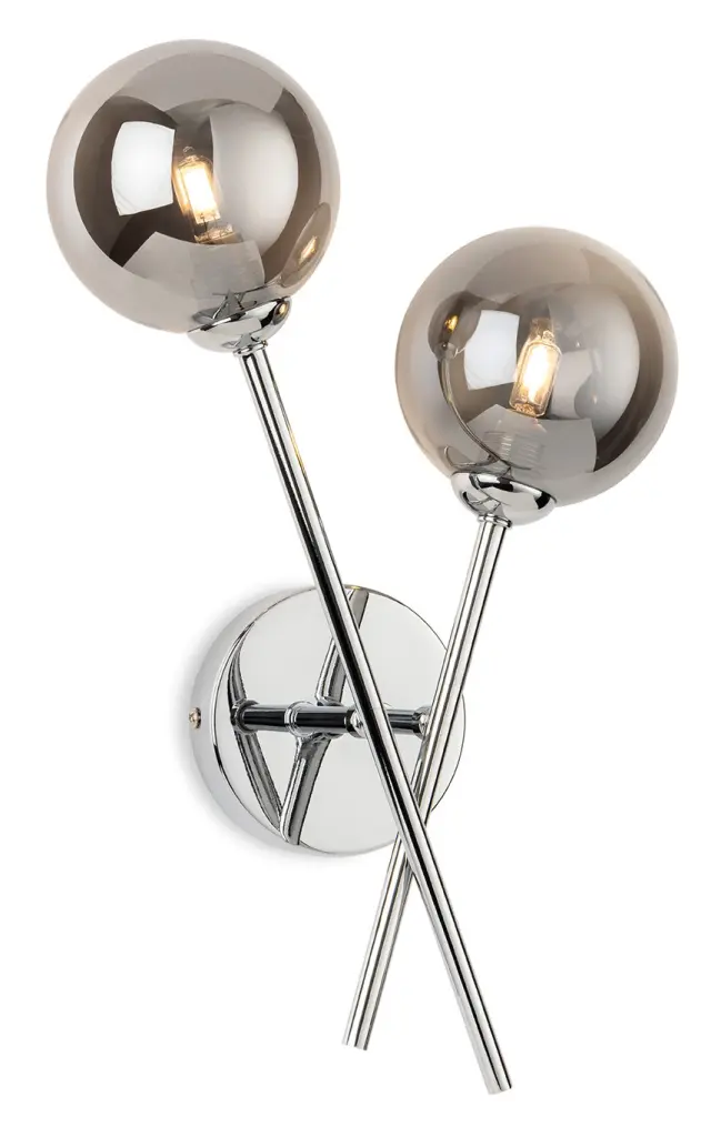 Firstlight 6909CH Lando Chrome & Smoked Glass Wall Light | jrlighting.co.uk