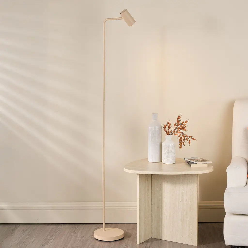 Dar Lighting THI4929 Thierry Matt Taupe Floor Lamp | jrlighting.co.uk